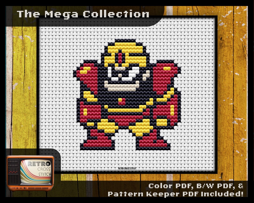 Mega Man 1 Inspired Guts Man Cross Stitch | DIY Nerdy Home Décor ...