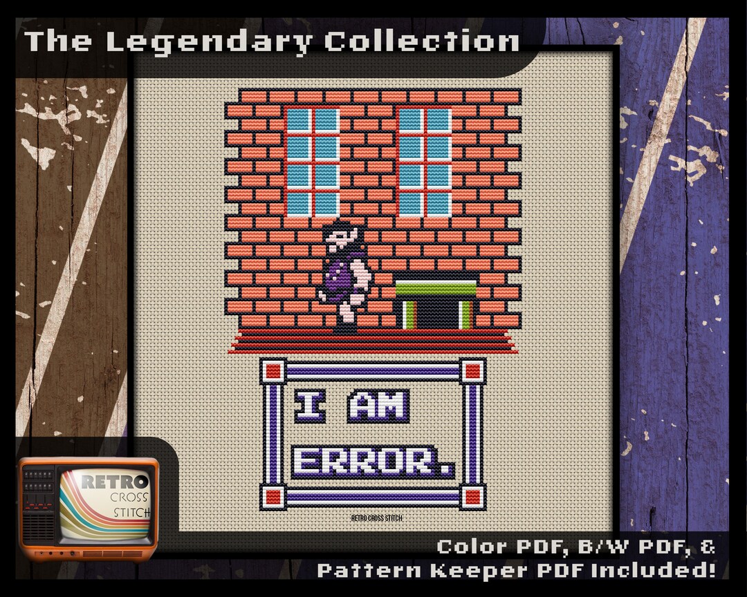 Zelda 2 the Adventure of Link Inspired I Am Error Cross Stitch Pattern ...