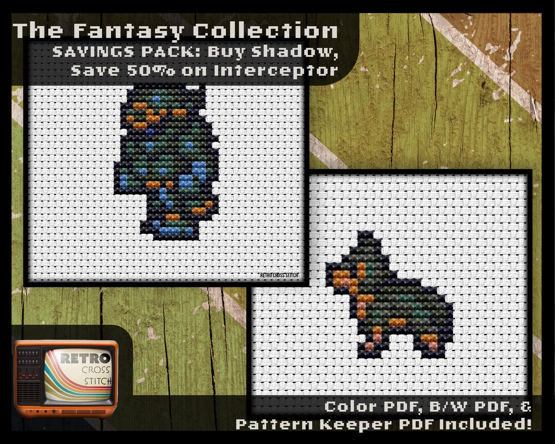 Final Fantasy 6 Inspired Shadow and Interceptor Character Cross Stitch ...