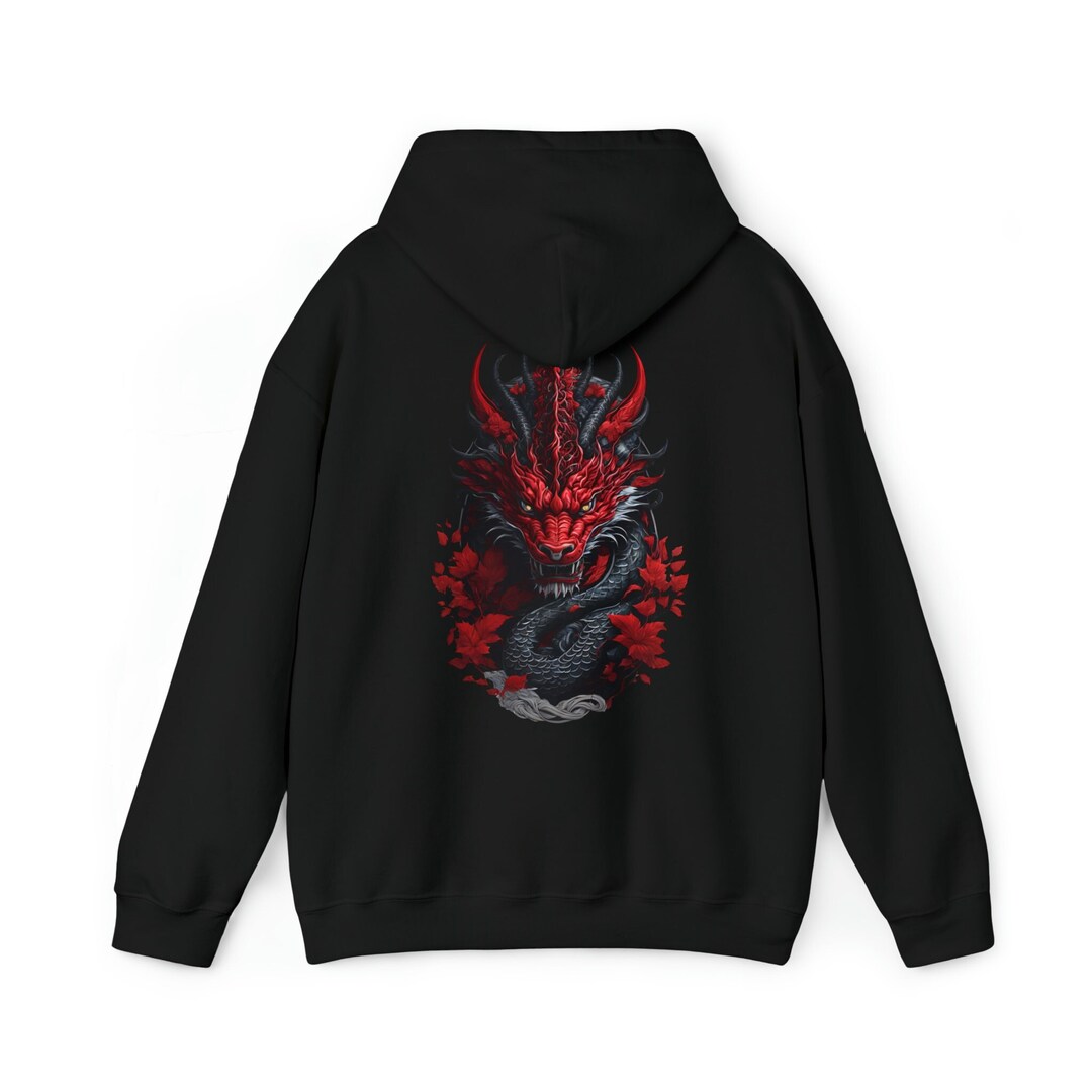 Dragon Print Hoodie, Dragon Streetwear, Dragon Graphic Hoodie, Unisex ...