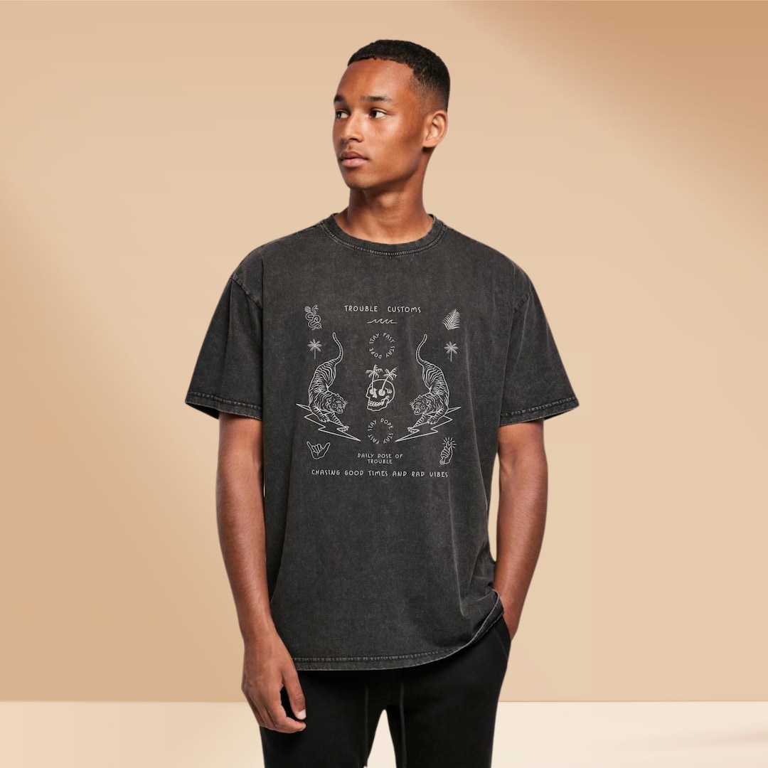 Vintage Washed Oversize Tee, Retro Biker Shirt, Vintage Look Thirt ...