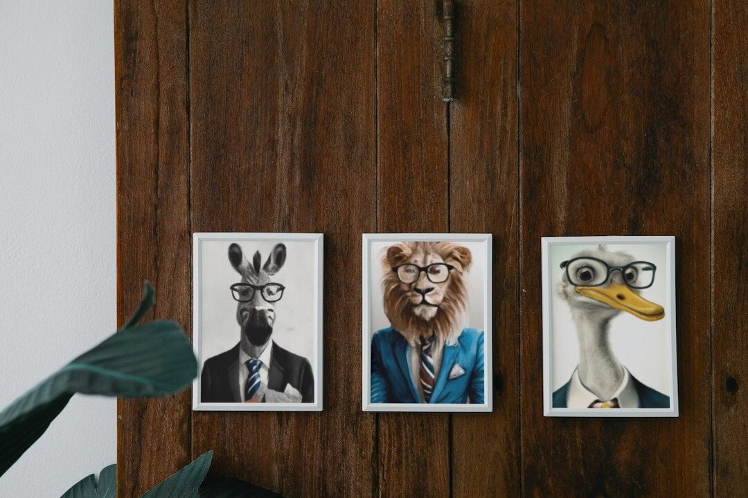 Professor Lion, Zebra and Ostrich | Get One More Art for Free ...