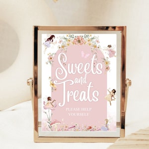 Fairy 1st Birthday Décor Sweets and Treats Table Sign Enchanted Fairy ...