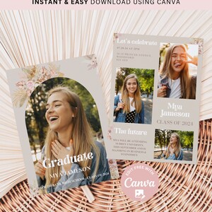 Editable Minimalist Boho Graduation Invitation Graduation Party ...