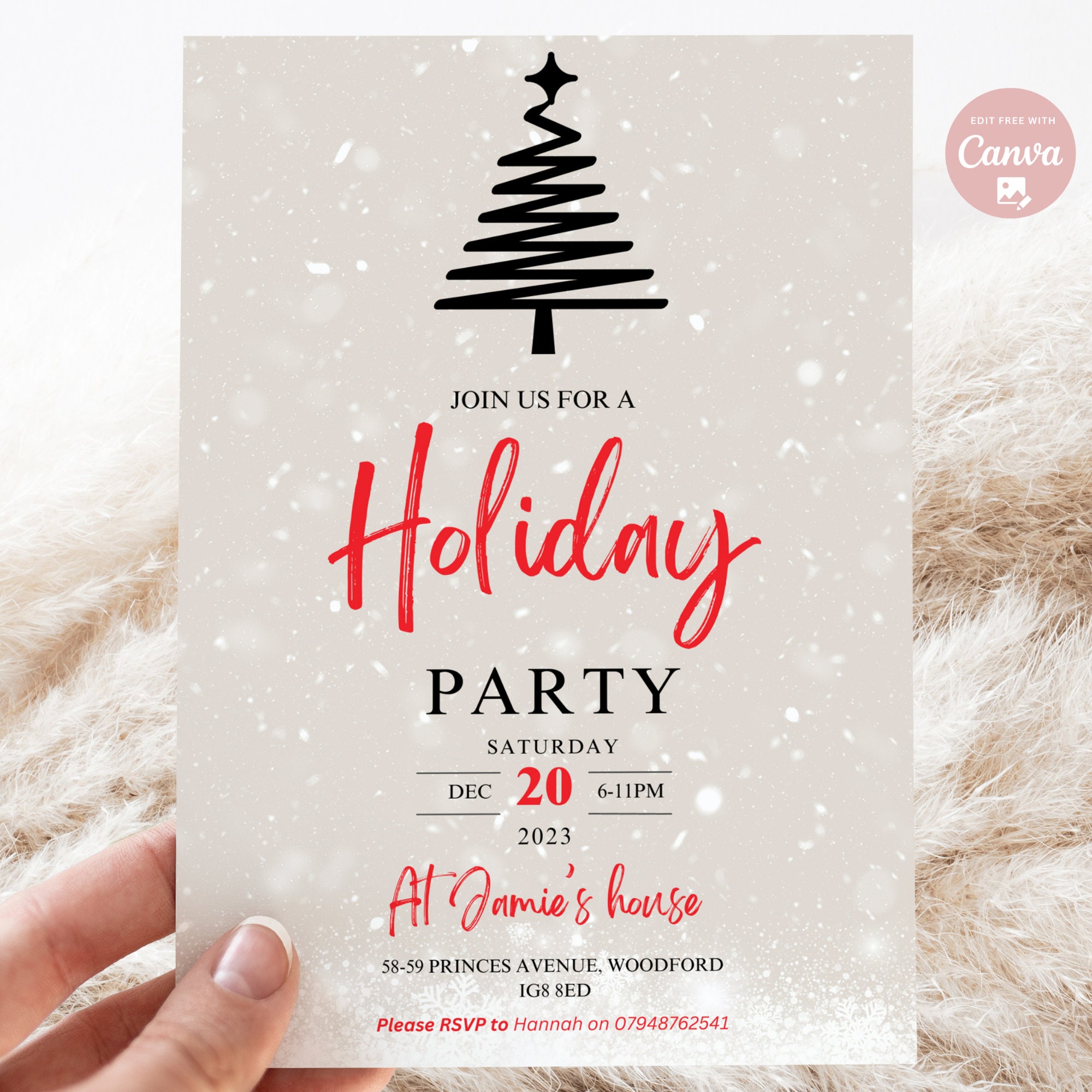 Editable Neutral Holiday Party Invitation Christmas Party Invite ...