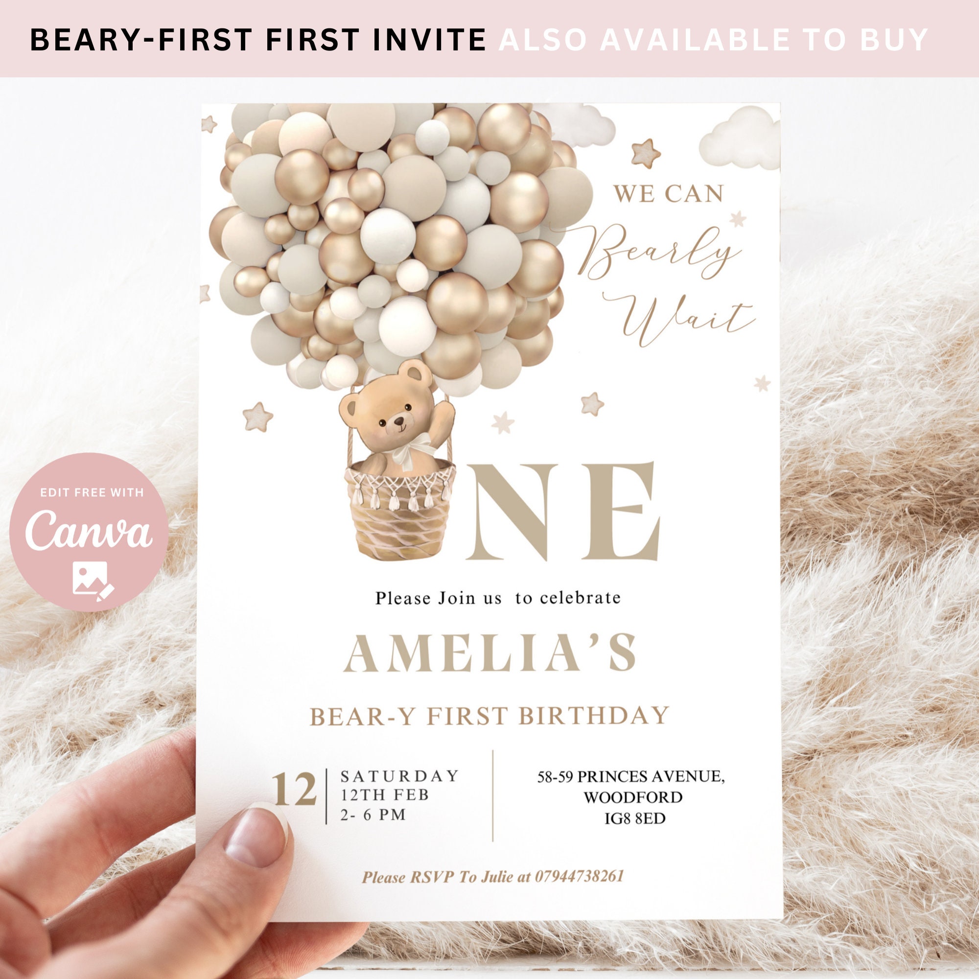 Editable Gender Neutral 1st Birthday Bear Time Capsule Sign - Etsy
