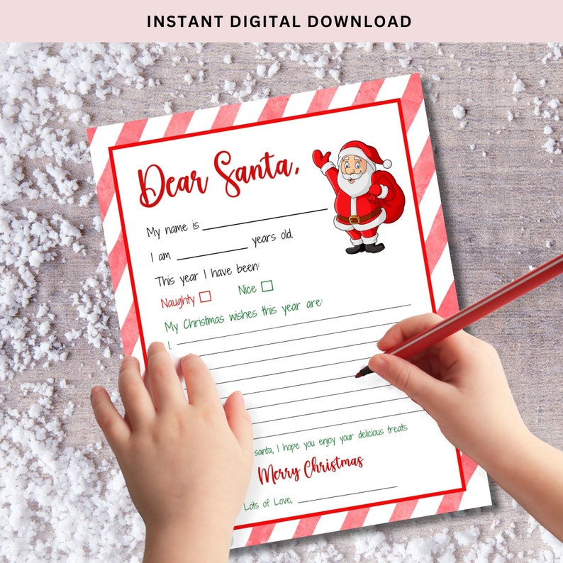 Printable Christmas Letter to Santa Easy to Print Santa Christmas Wish ...