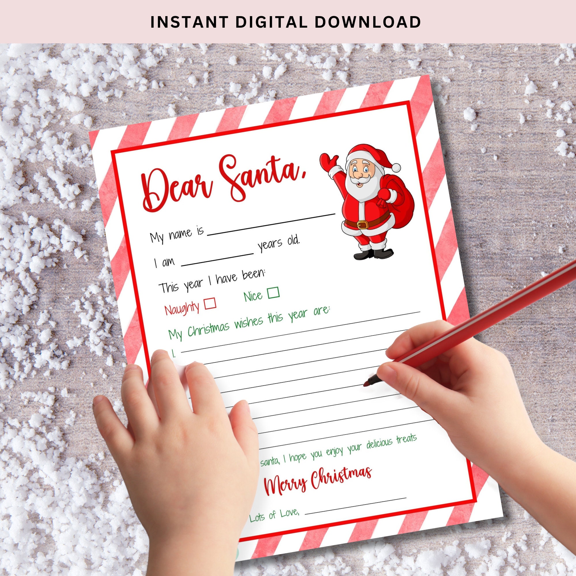 Printable Christmas Letter to Santa Easy to Print Santa Christmas Wish ...