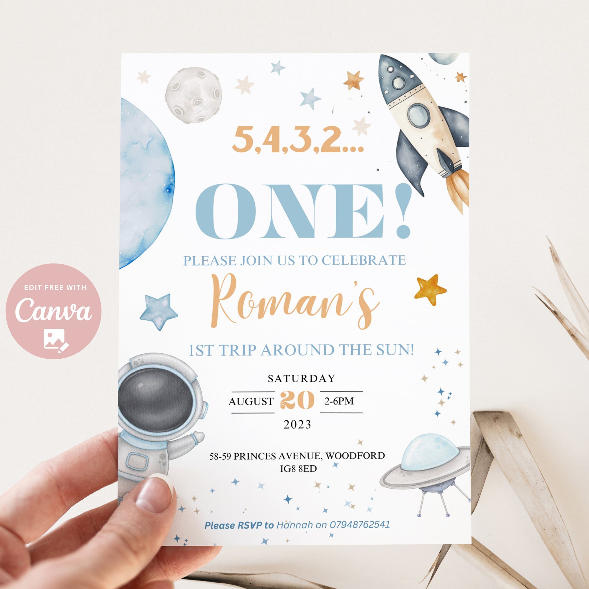 Editable First Trip Around The Sun Birthday Invitation 1st Etsy