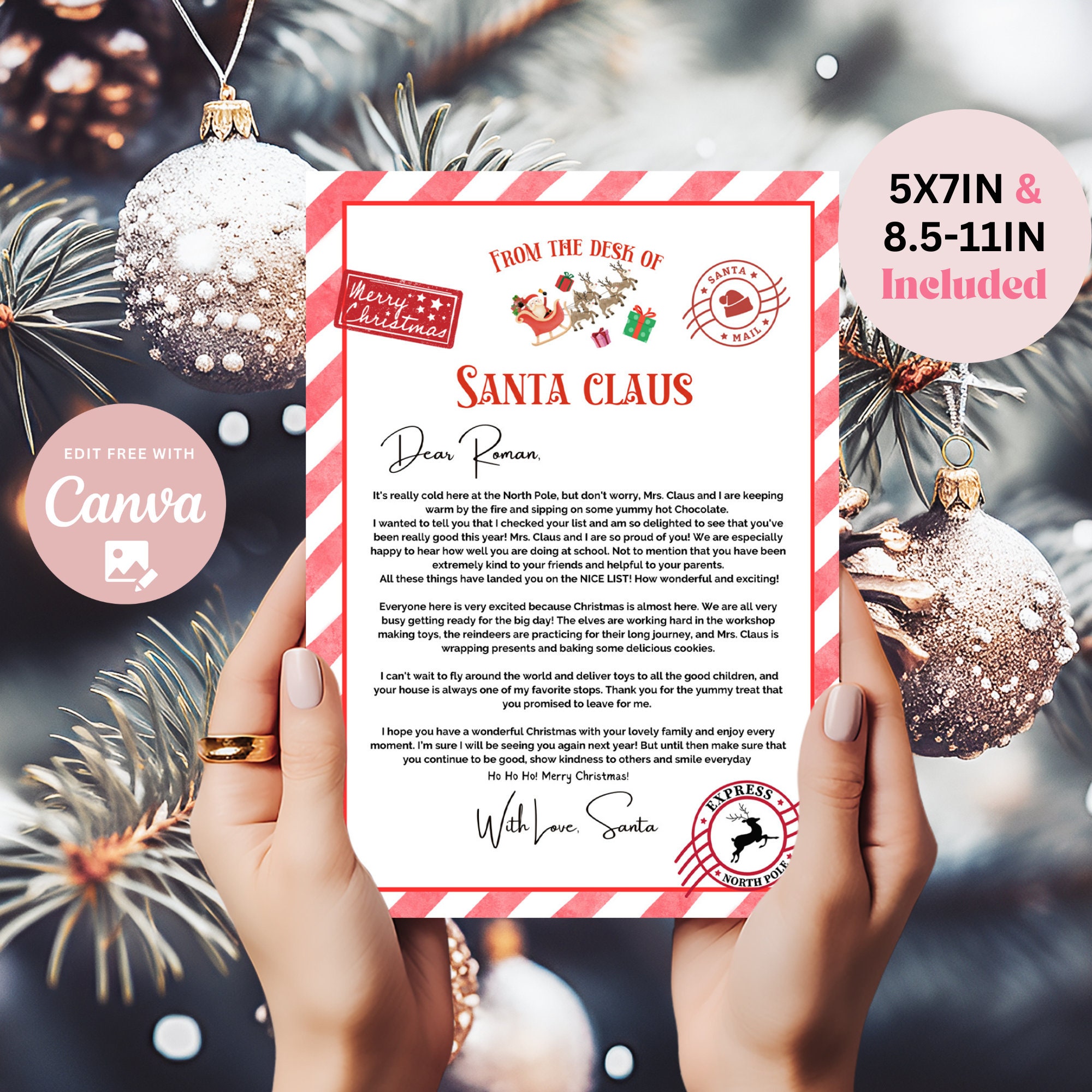 Editable Personalized Kids Letter From Santa Claus From the - Etsy