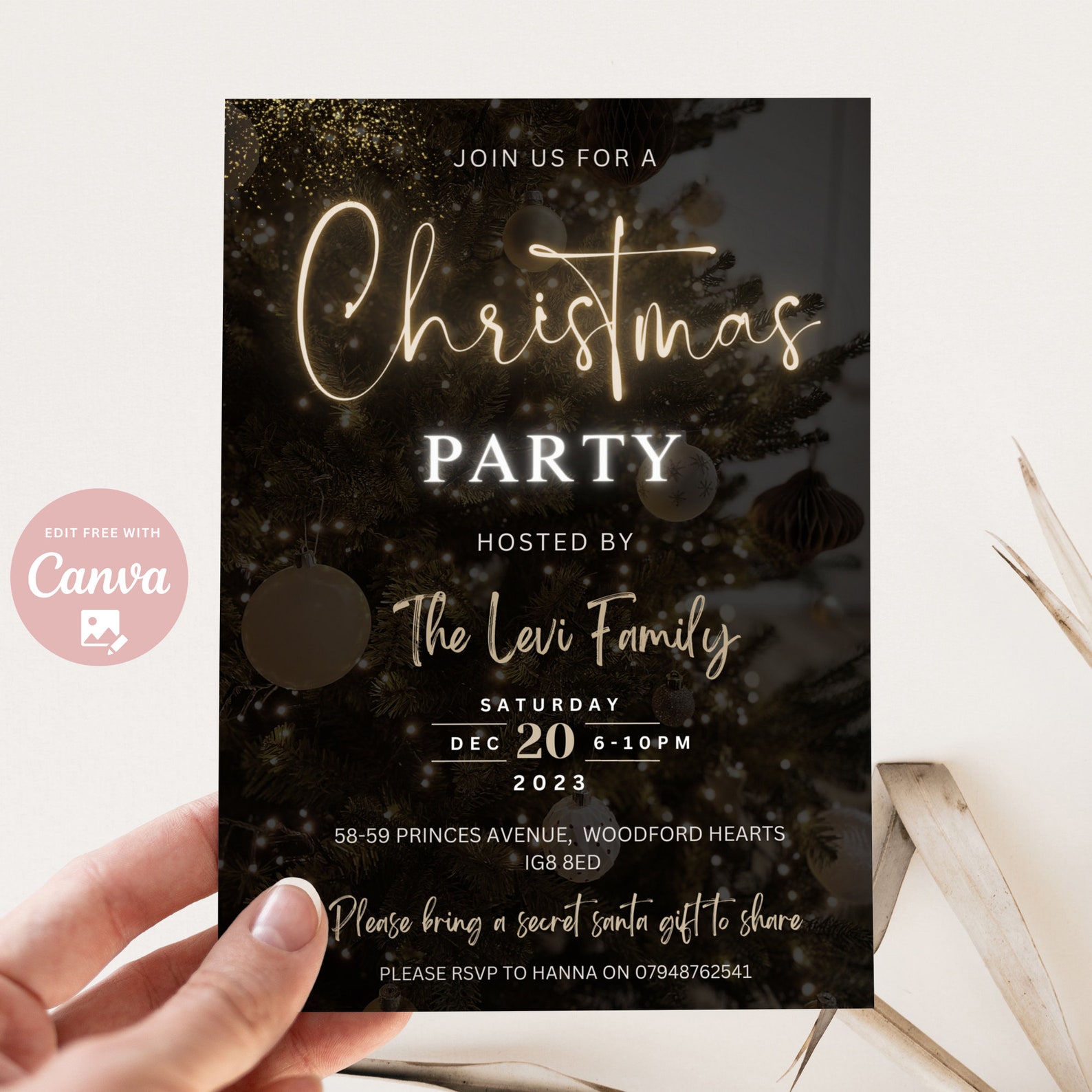 Editable Christmas Party Invitation Christmas Party Invite Christmas ...