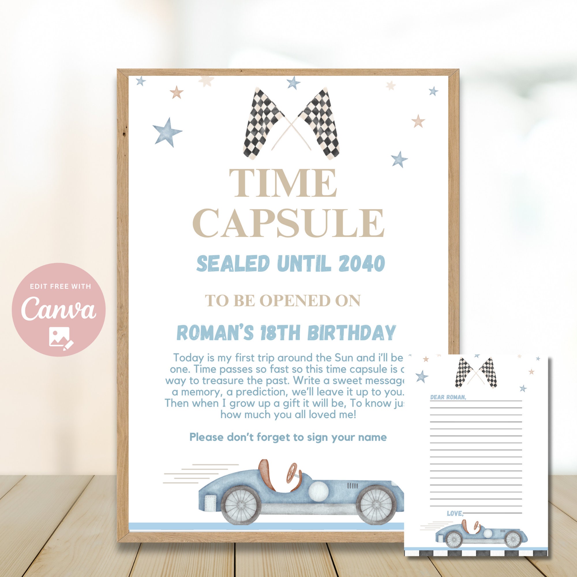 Editable Fast One Racing Car First Birthday Party Sign Bundle 1st ...