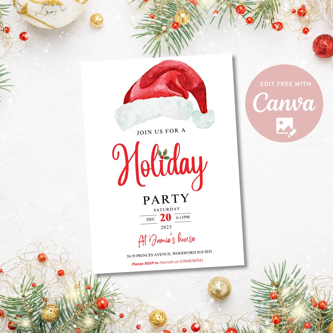 Editable Christmas Party Invitation Christmas Party Invite - Etsy