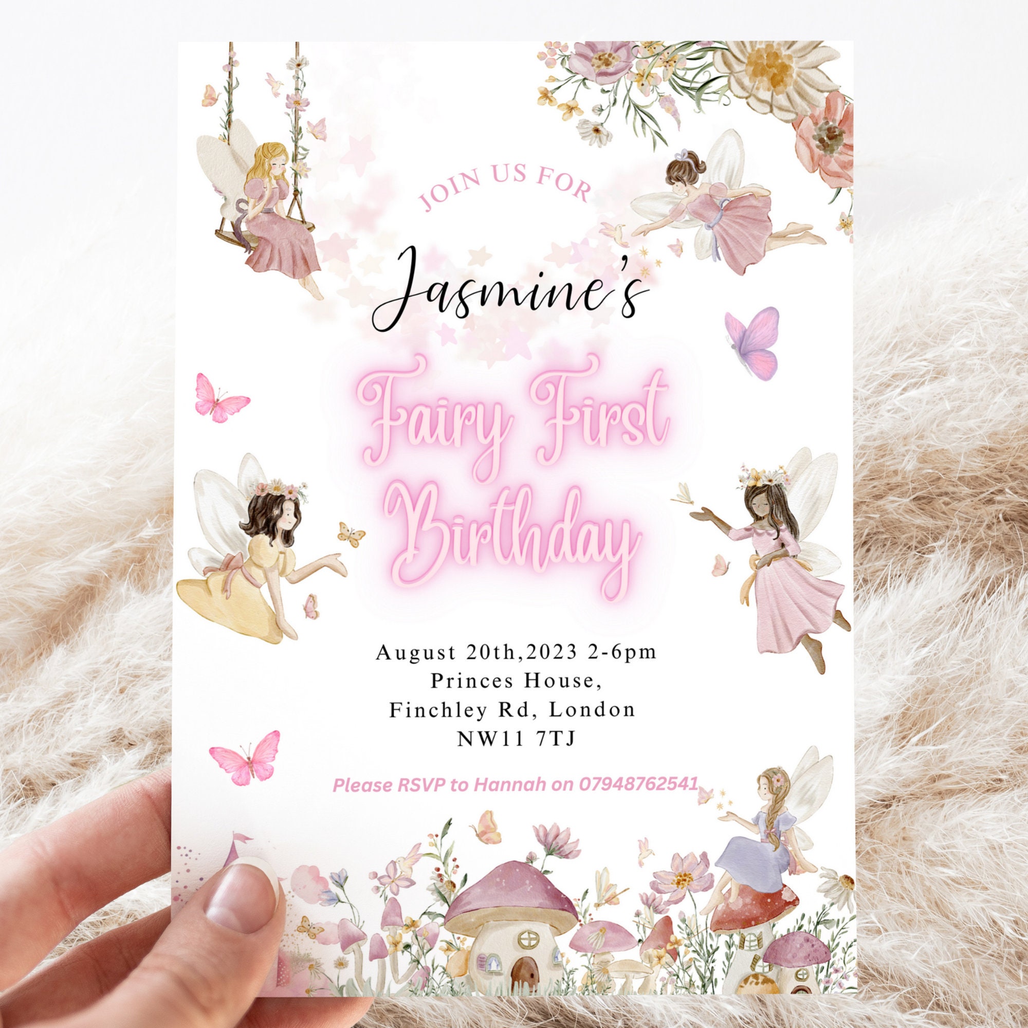 Editable Fairy 1st Birthday Invitation Enchanted Fairy First - Etsy