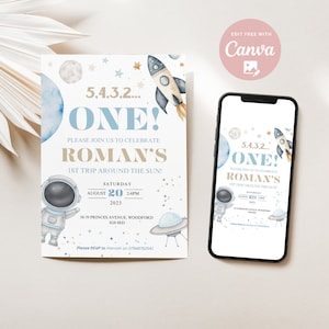 Editable First Trip Around the Sun Birthday Invitation, 1st Birthday ...