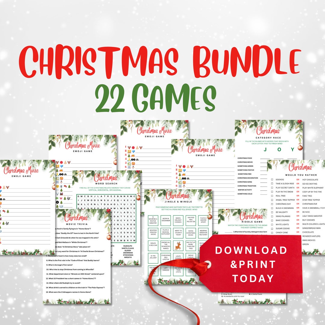 Christmas Games Printable Bundle Christmas Party Games School Christmas ...