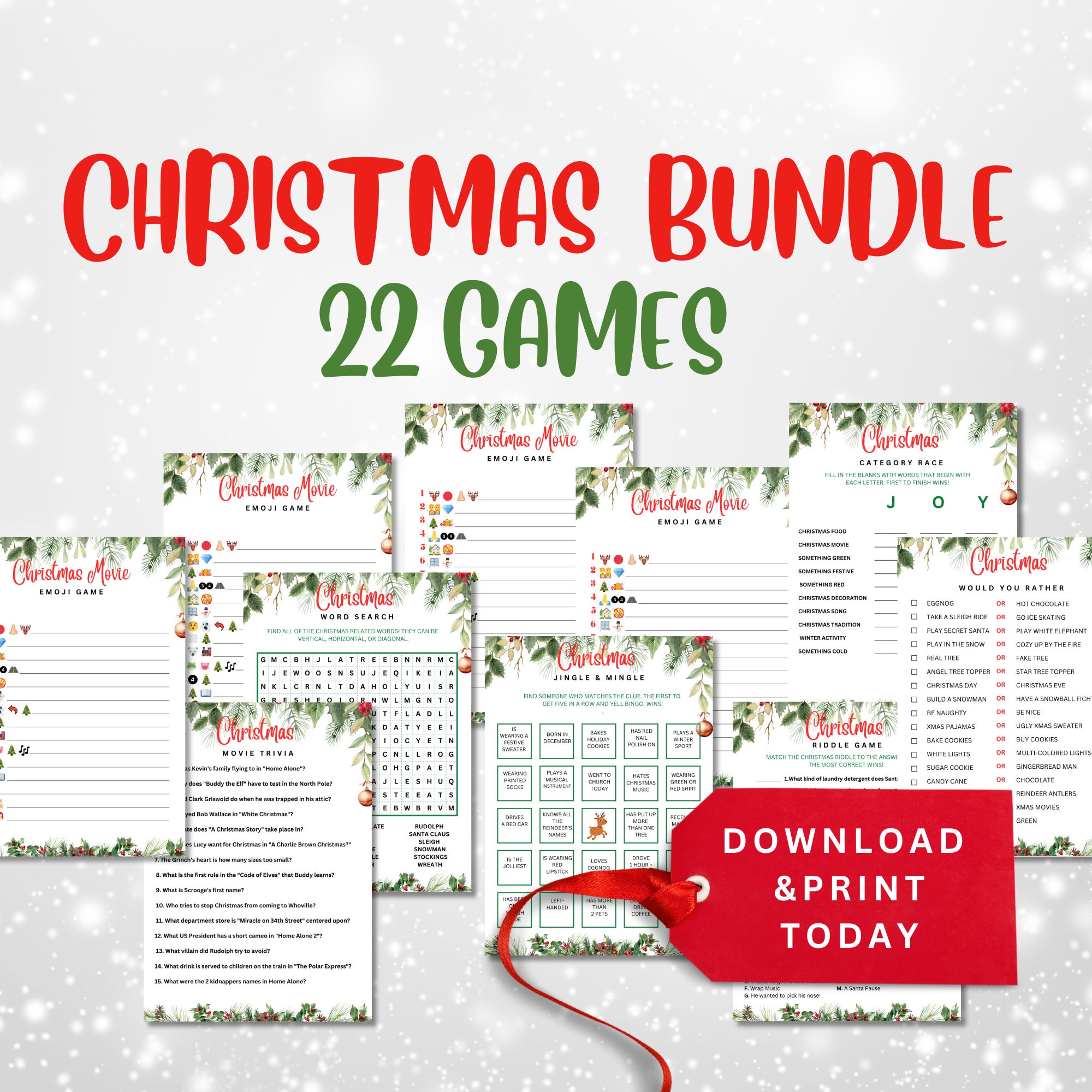 Christmas Games Printable Bundle Christmas Party Games School - Etsy