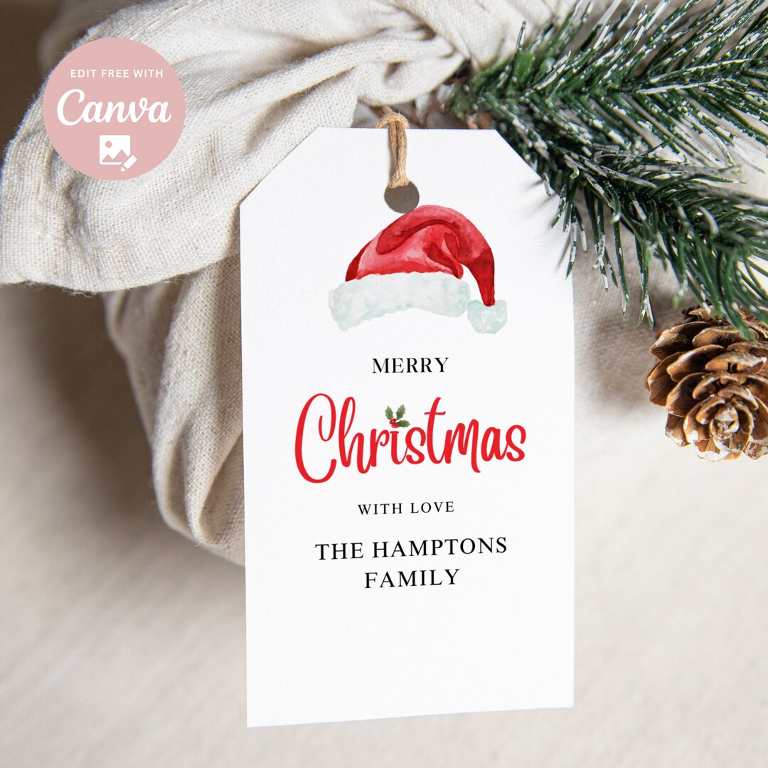 Editable Christmas Gift Tag, Printable Holiday Favor Tag (digital ...