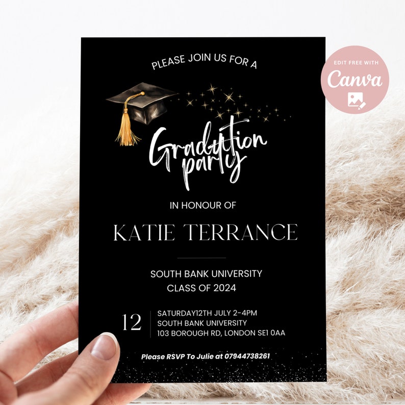 Editable Graduation Party Invitation Minimal Graduation Invitation ...