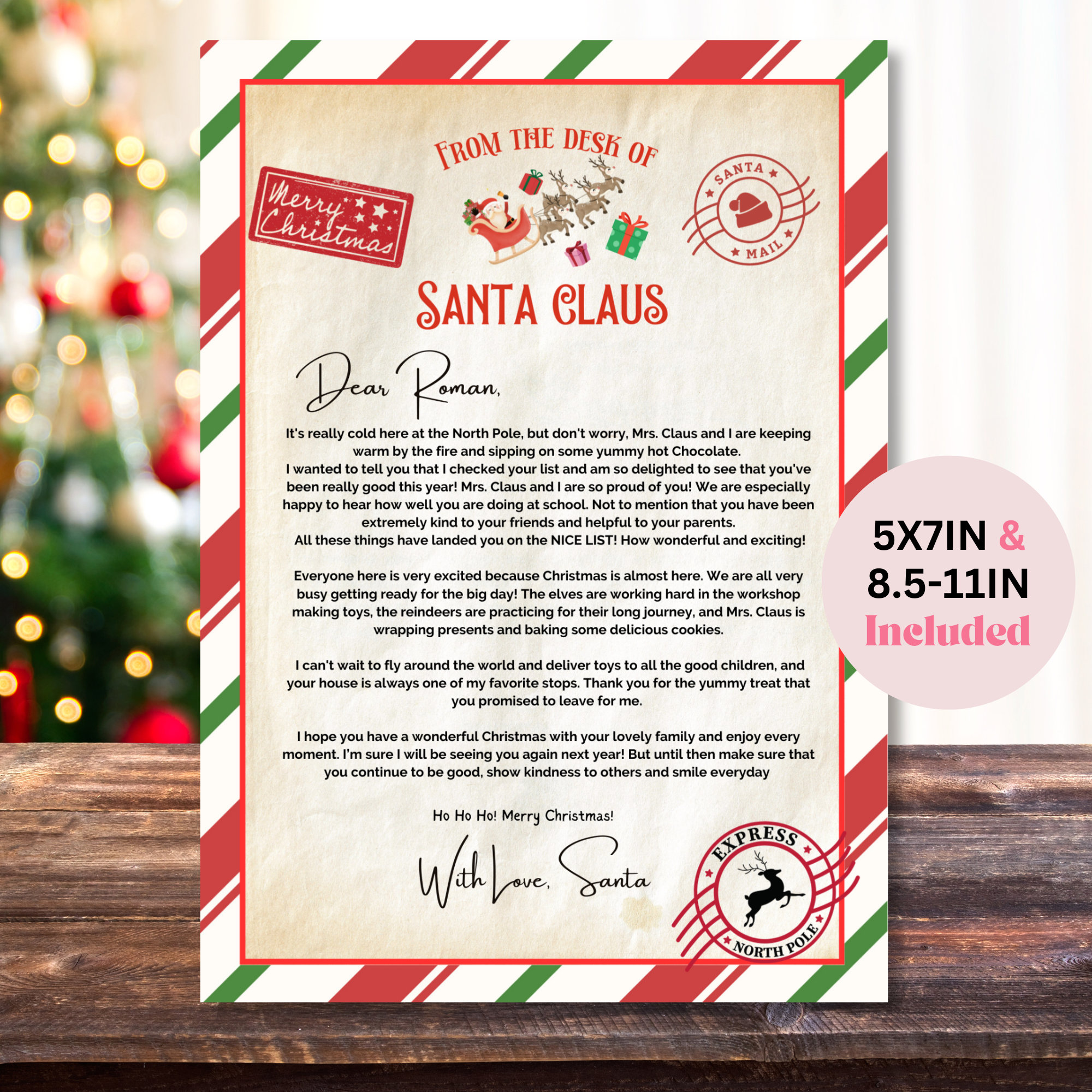 Editable Personalized Kids Letter From Santa Claus From the - Etsy