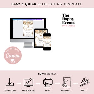 Editable Neutral Boho Christmas Party Invitation Christmas Party Invite ...