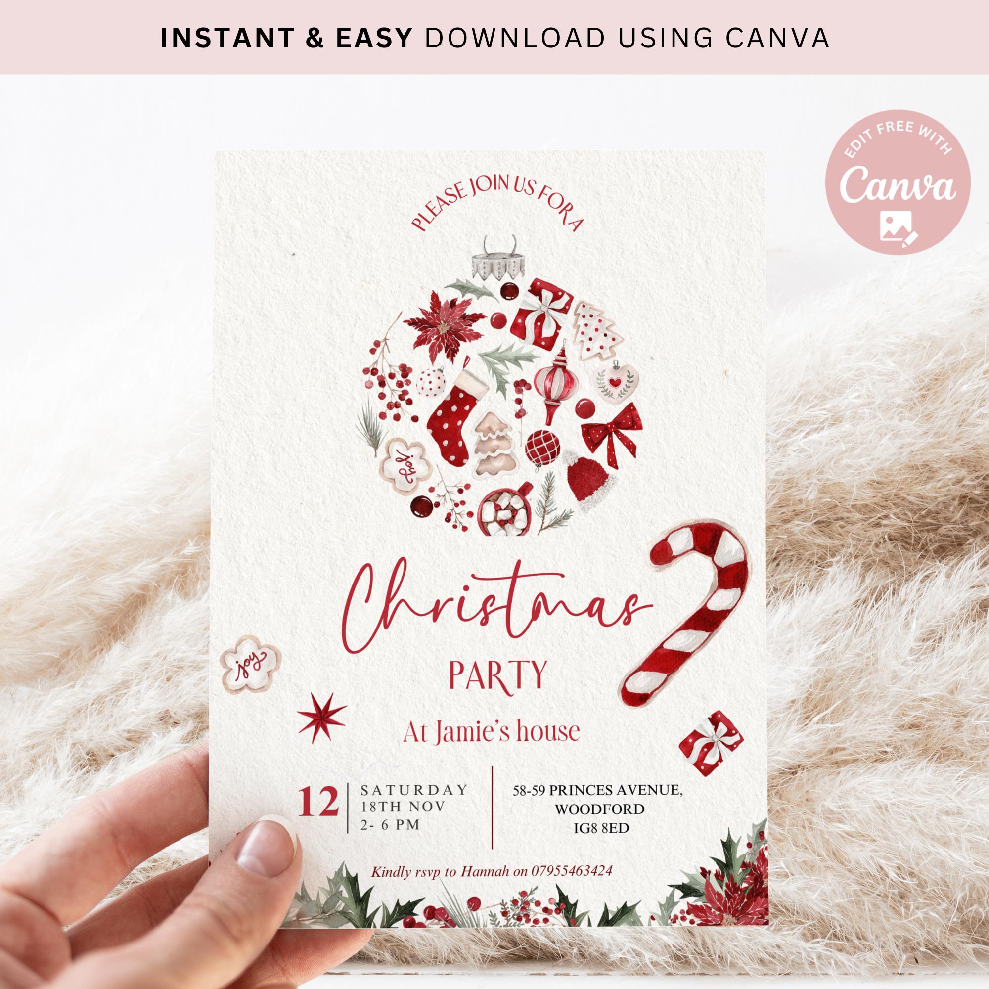 Editable Christmas Party Invitation Christmas Party Invite Christmas ...