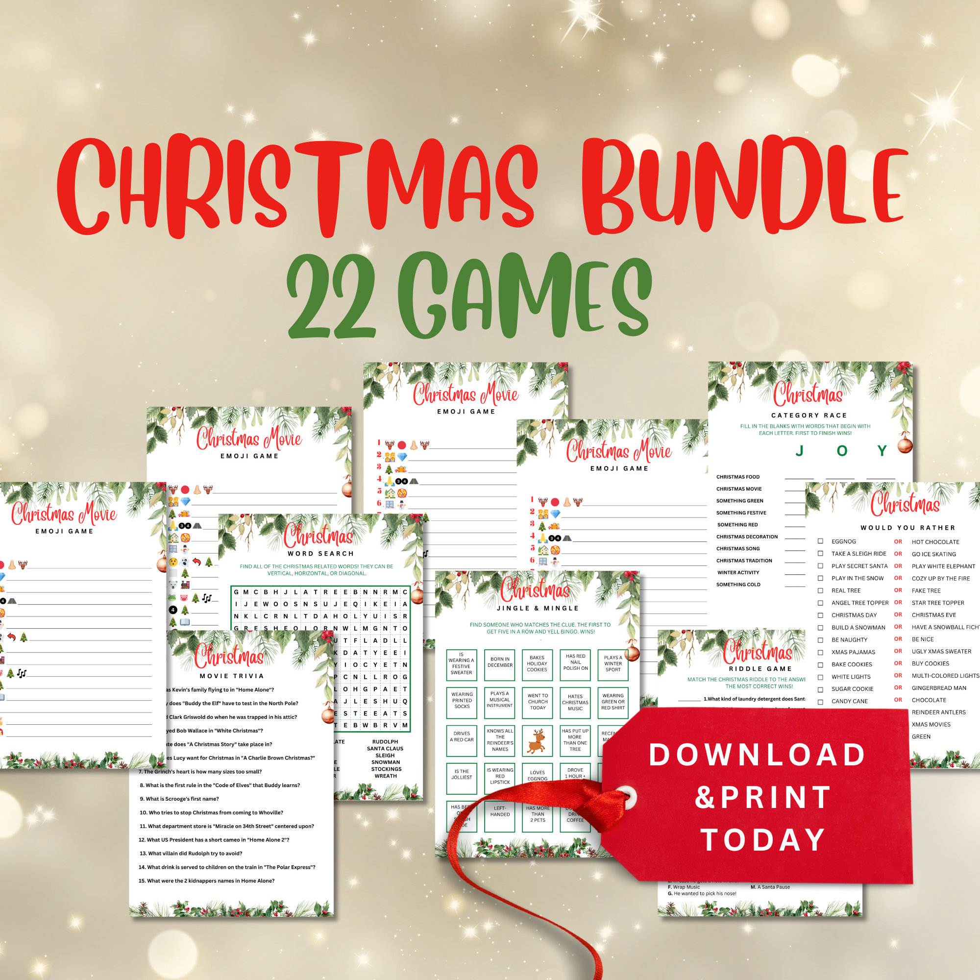 Christmas Games Printable Bundle Christmas Party Games School - Etsy