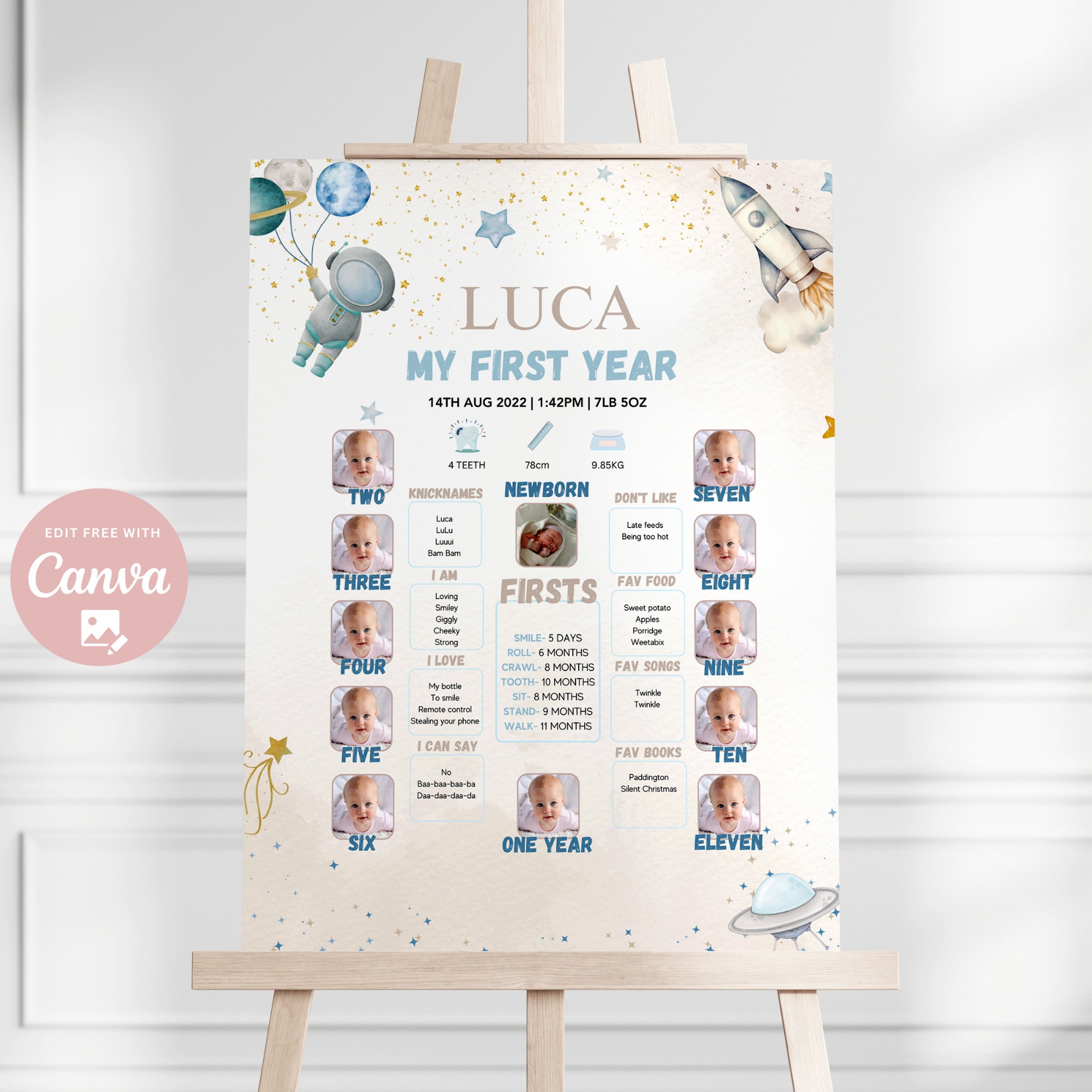 Editable First Birthday Milestone Sign First Trip Around the Sun ...