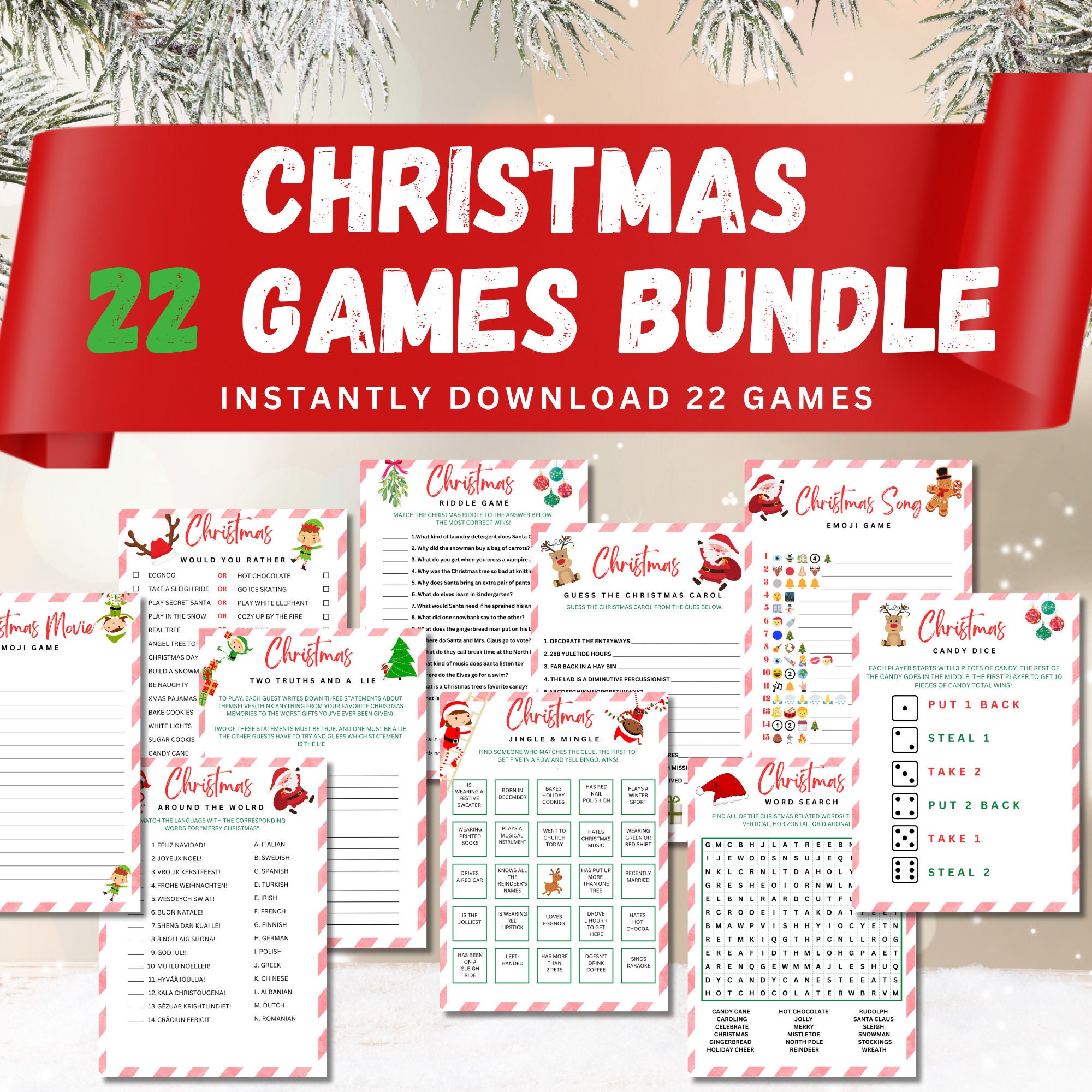 Christmas Games Printable Bundle Christmas Party Games School Christmas ...