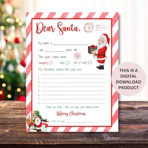 Printable Christmas Letter to Santa Easy to Print Santa Christmas Wish ...