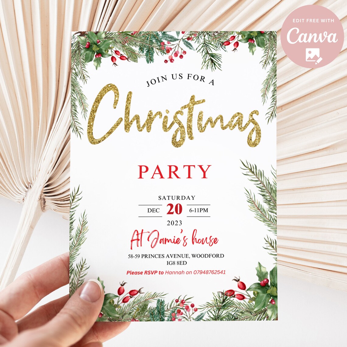 Editable Christmas Party Invitation Christmas Party Invite Christmas ...