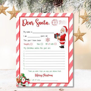 Printable Christmas Letter to Santa Easy to Print Santa Christmas Wish ...