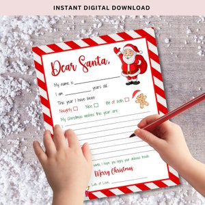 Printable Christmas Letter to Santa Easy to Print Santa Christmas Wish ...