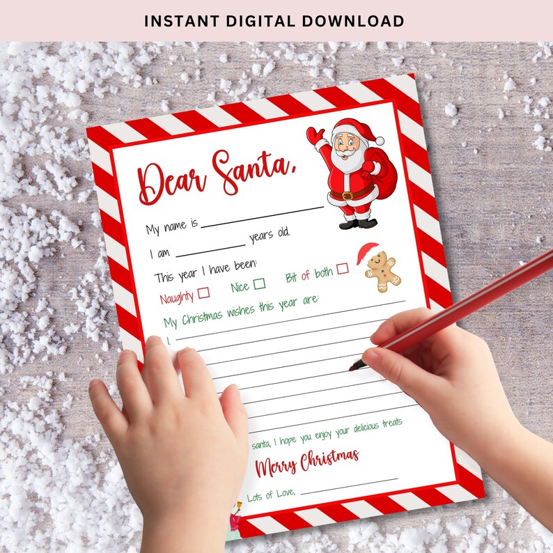 Printable Christmas Letter to Santa Easy to Print Santa - Etsy