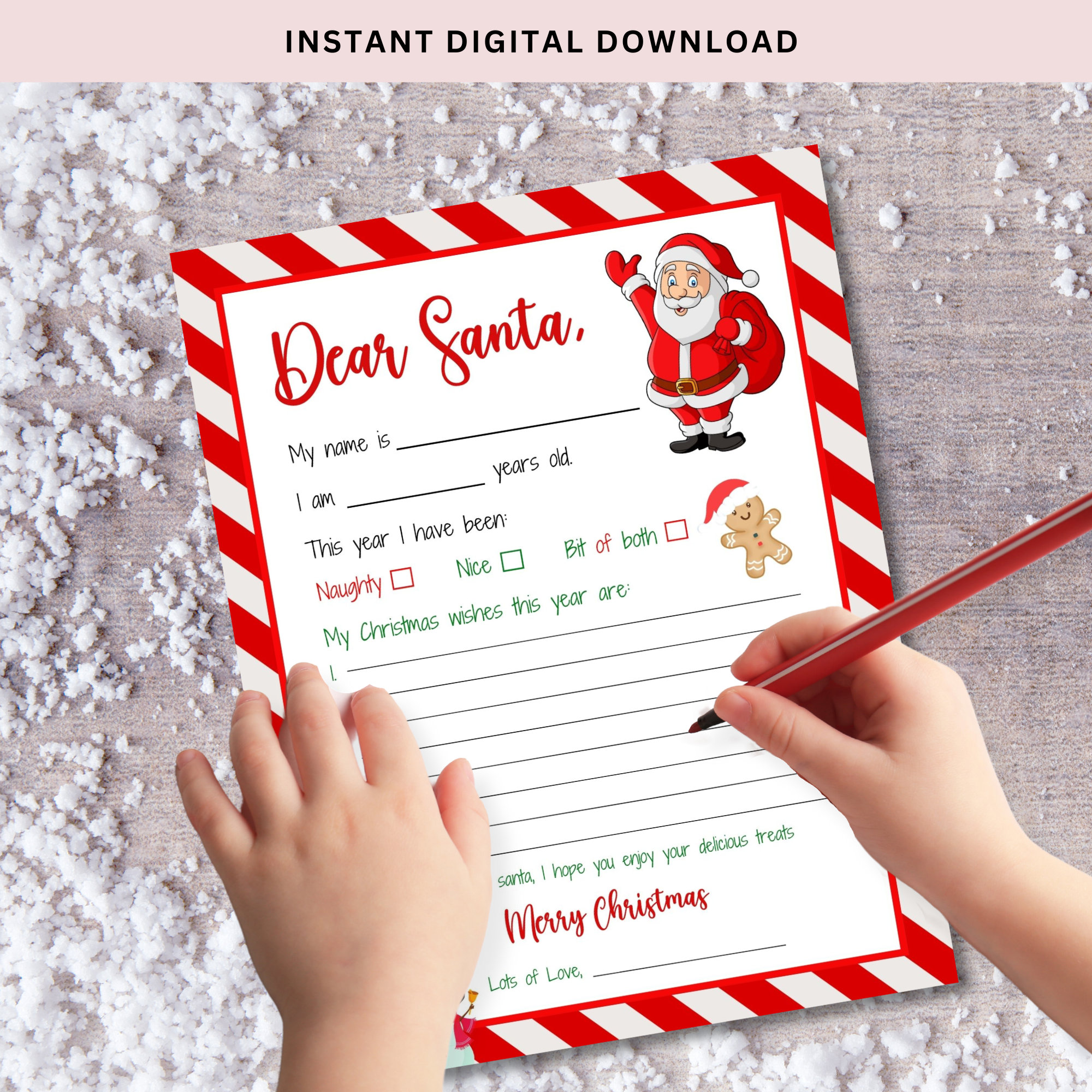 Printable Christmas Letter to Santa Easy to Print Santa - Etsy