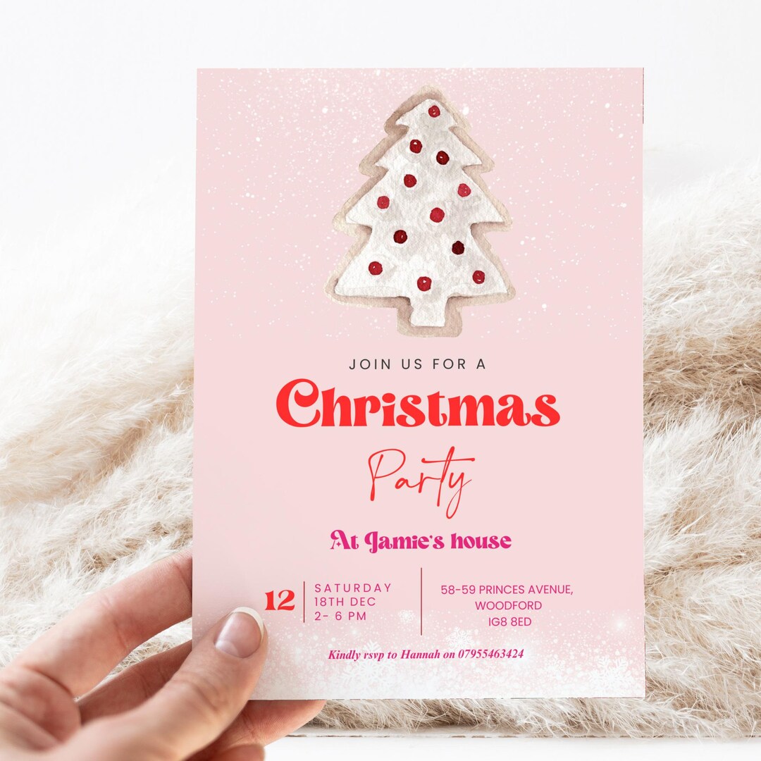 Editable Pink Christmas Party Invitation Christmas Party Invite ...