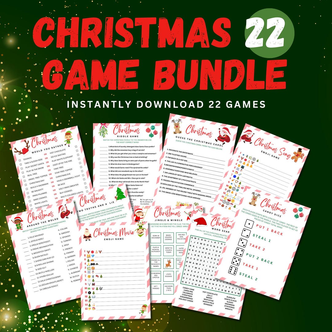 Printable Christmas Game Bundle | Christmas Party Games | Christmas ...