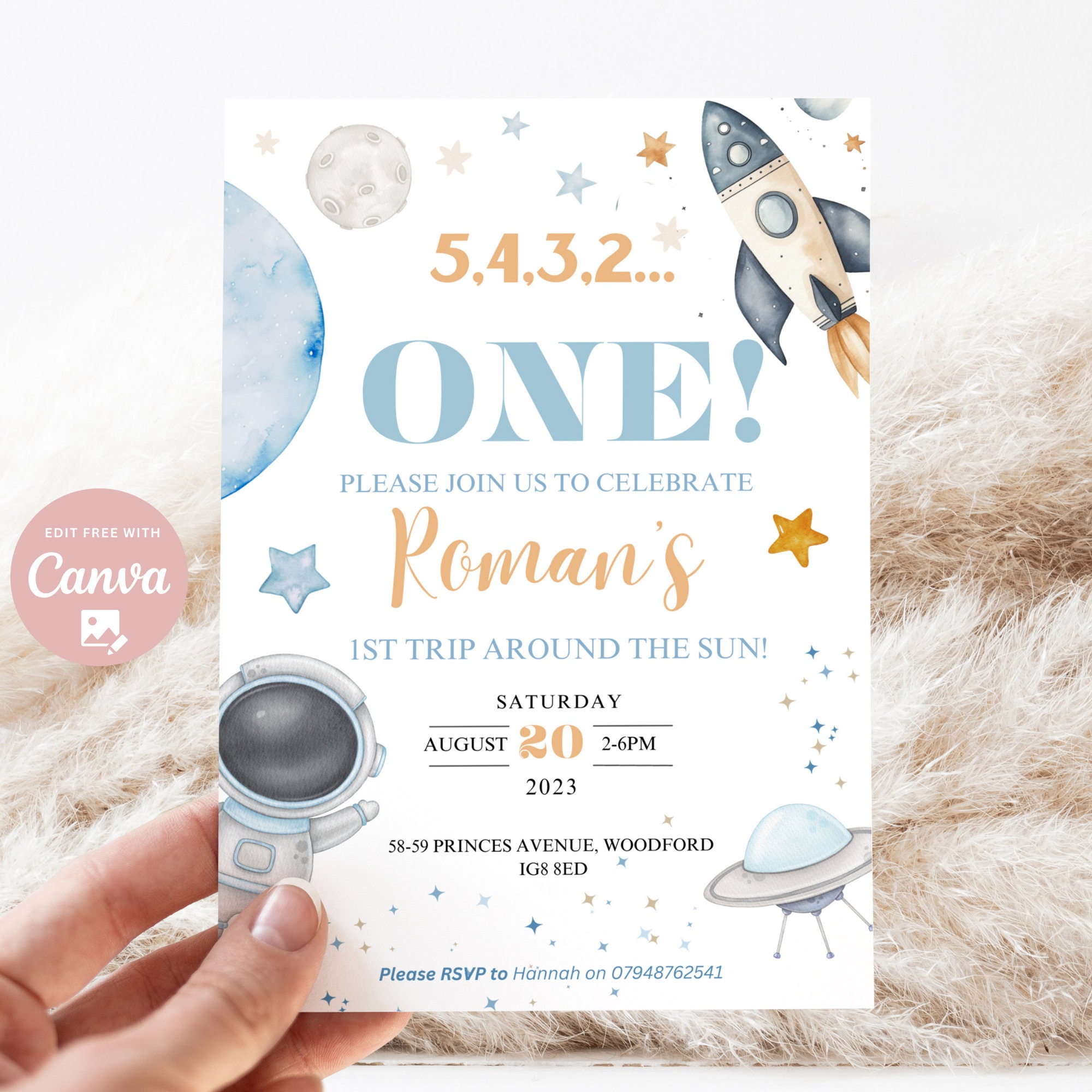 Editable First Trip Around the Sun Birthday Invitation, 1st Birthday ...