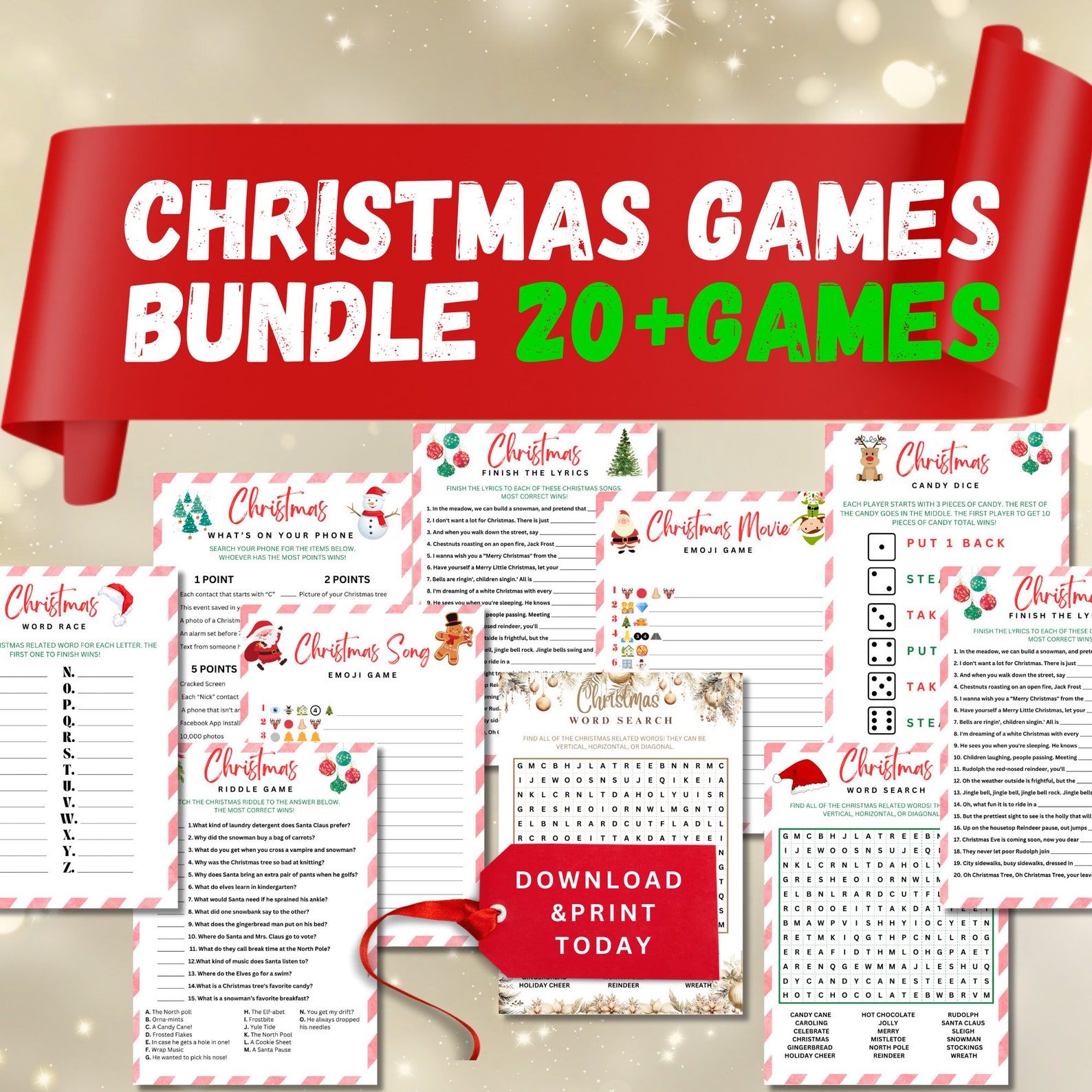 Christmas Games Printable Bundle Christmas Party Games School Christmas ...
