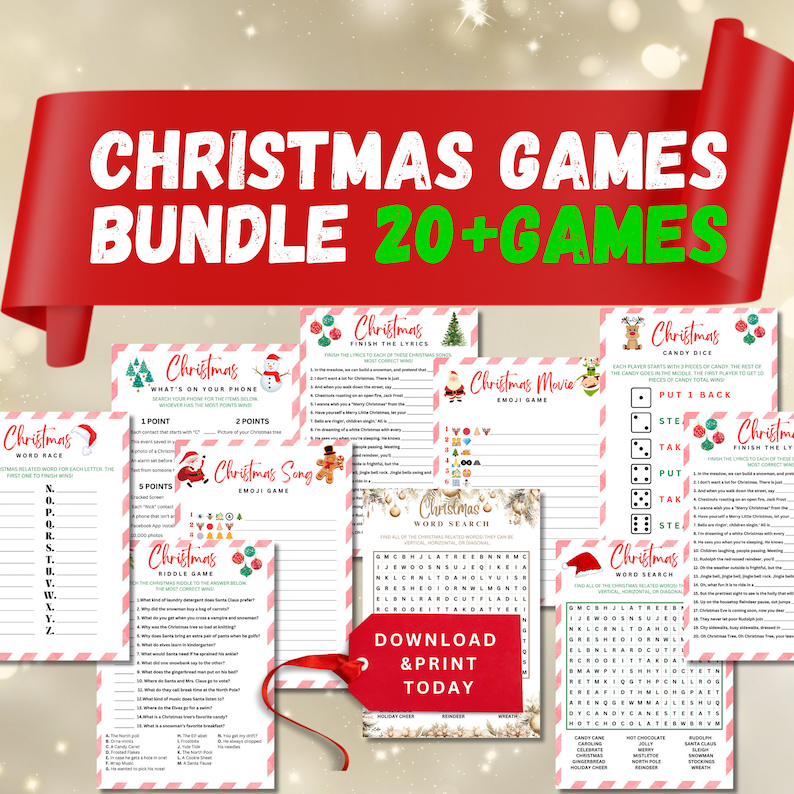 Christmas Games Printable Bundle Christmas Party Games School Christmas ...