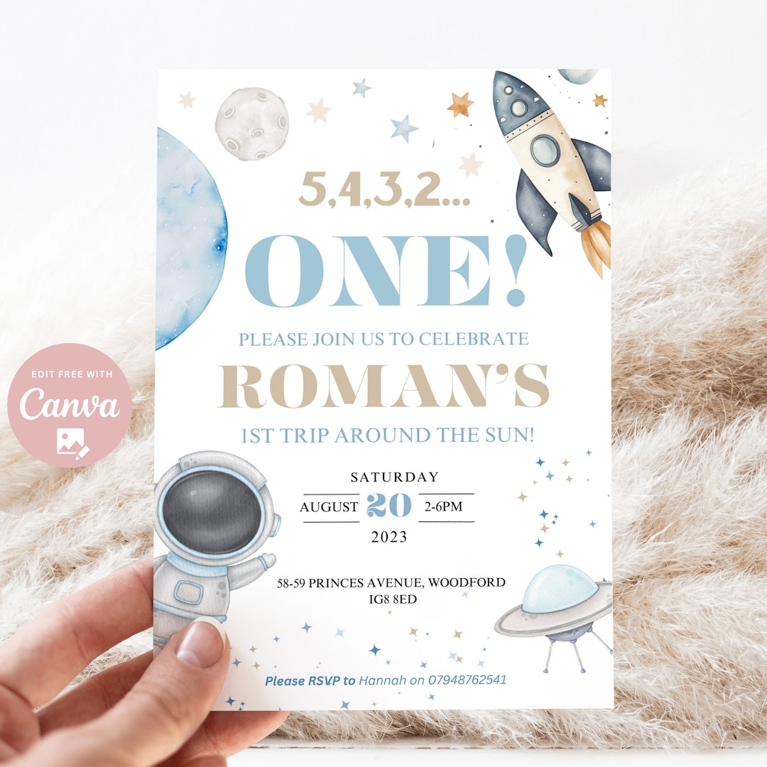 Editable First Trip Around the Sun Birthday Invitation, 1st Birthday ...