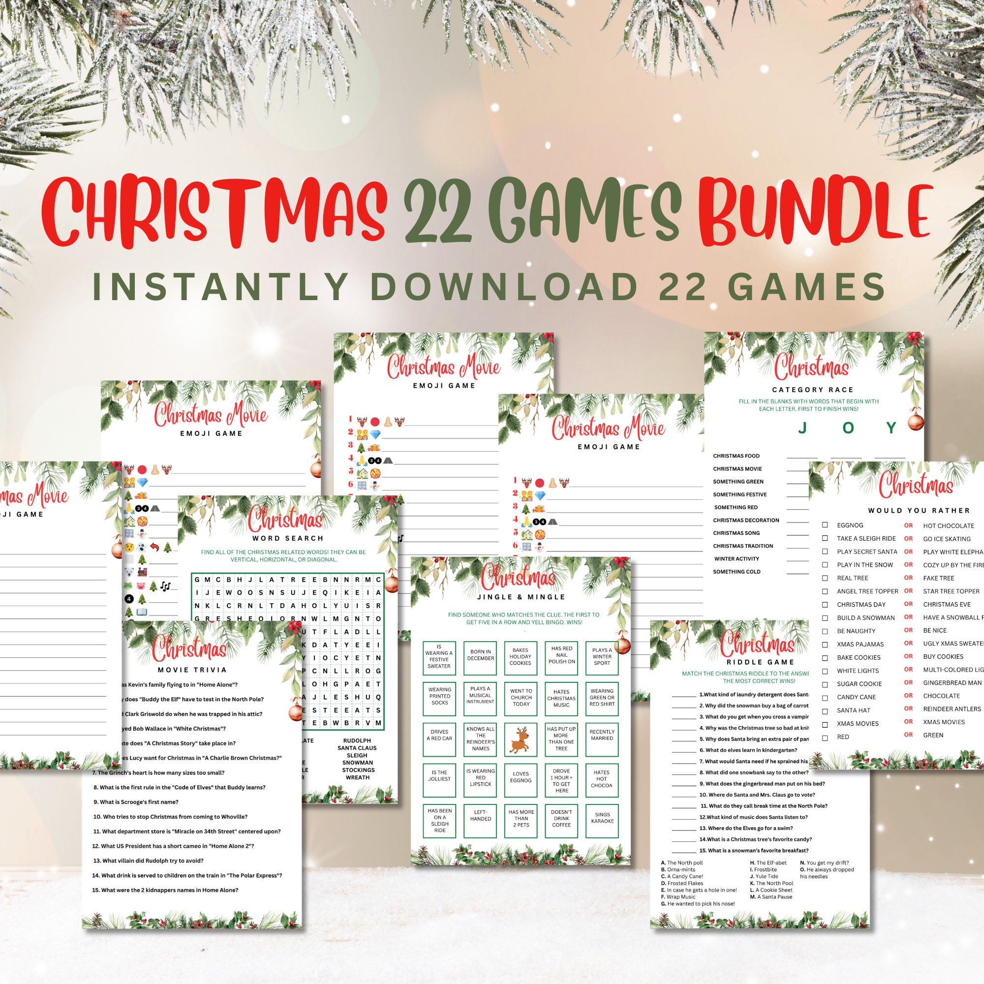 Christmas Games Printable Bundle Christmas Party Games School - Etsy