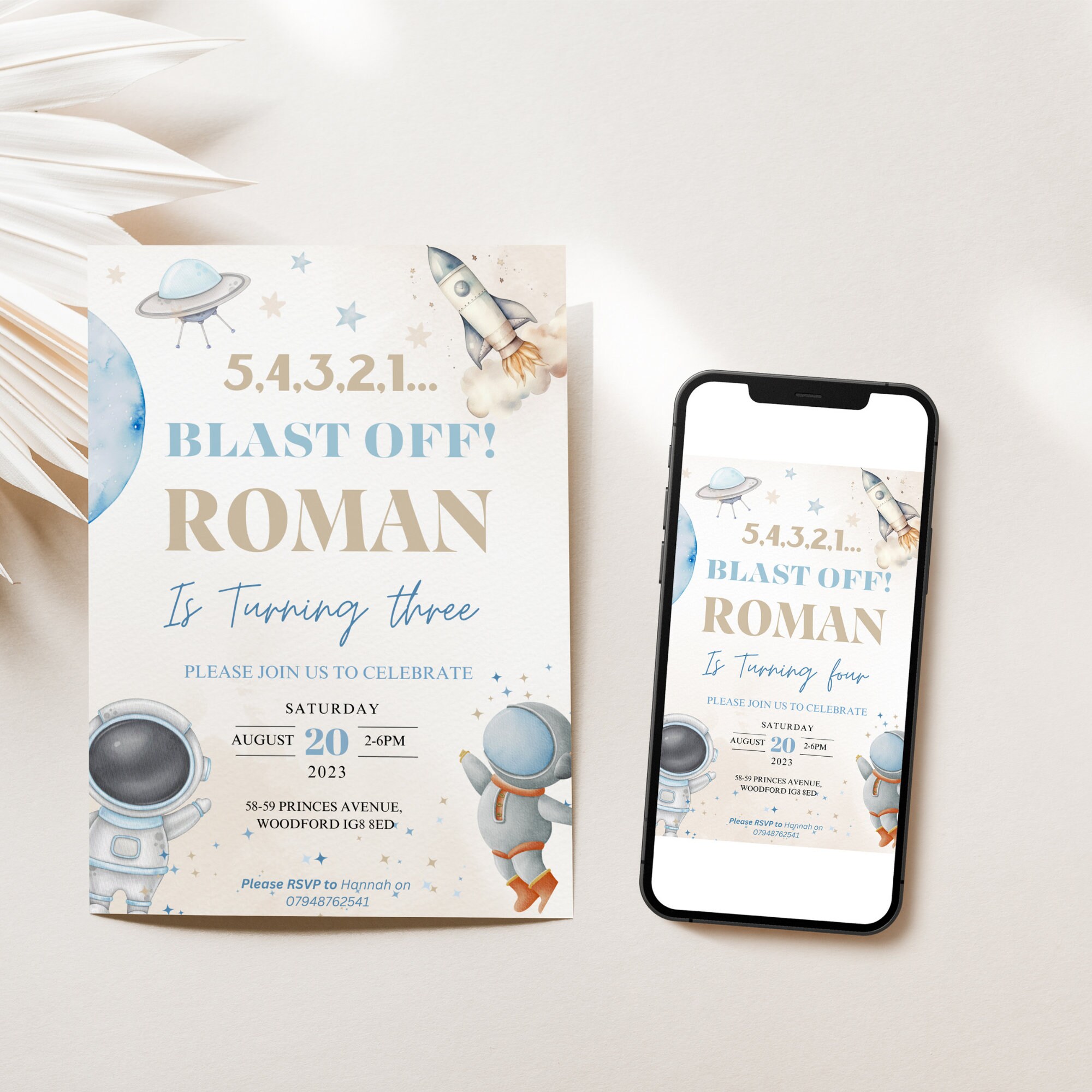Editable Outer Space Birthday Invitation Galaxy Blast off - Etsy