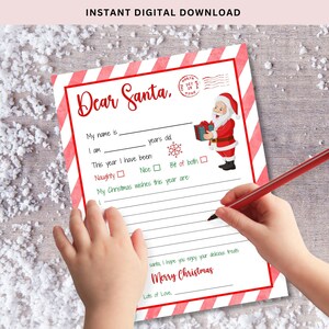 Printable Christmas Letter to Santa Easy to Print Santa Christmas Wish ...