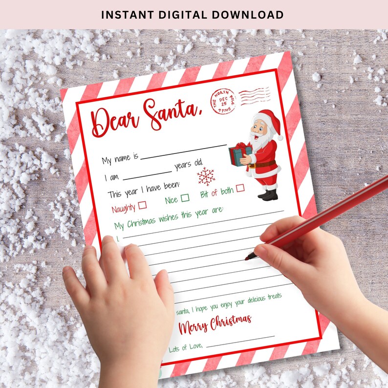 Printable Christmas Letter to Santa Easy to Print Santa - Etsy
