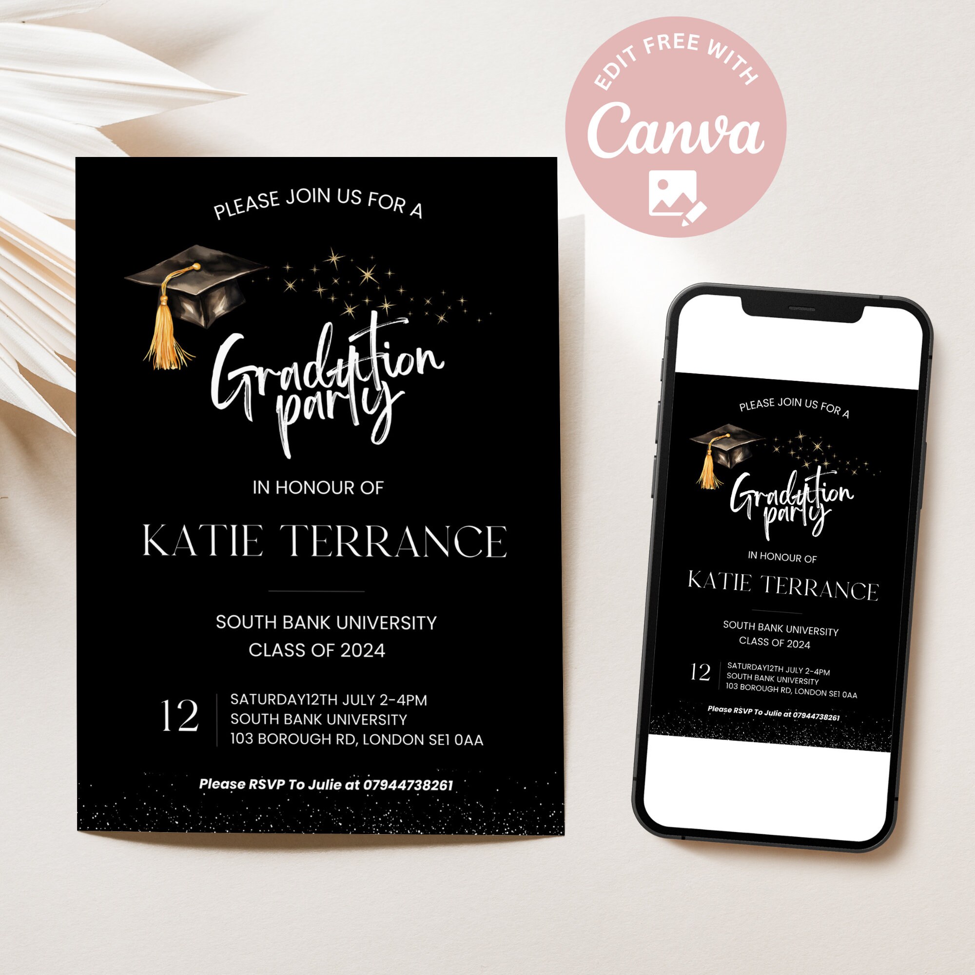 Editable Graduation Party Invitation Minimal Graduation Invitation ...