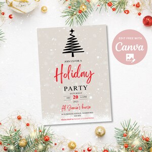 Editable Neutral Holiday Party Invitation Christmas Party Invite ...