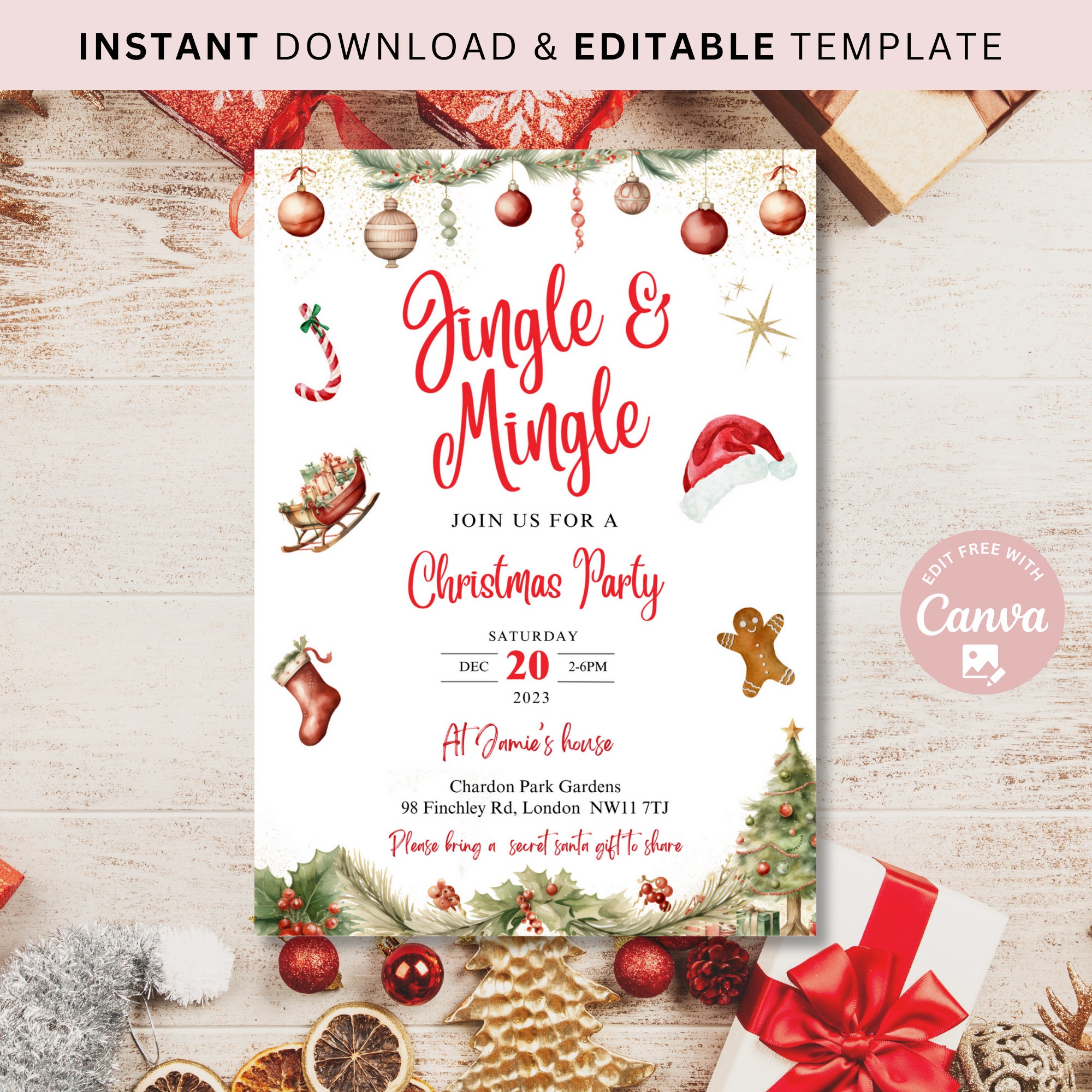 Editable Christmas Party Invitation Christmas Party Invite - Etsy