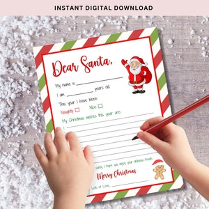 Printable Christmas Letter to Santa Easy to Print Santa Christmas Wish ...