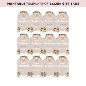 Editable Neutral Merry Christmas Gift Tag Printable Christmas Gift Tag ...